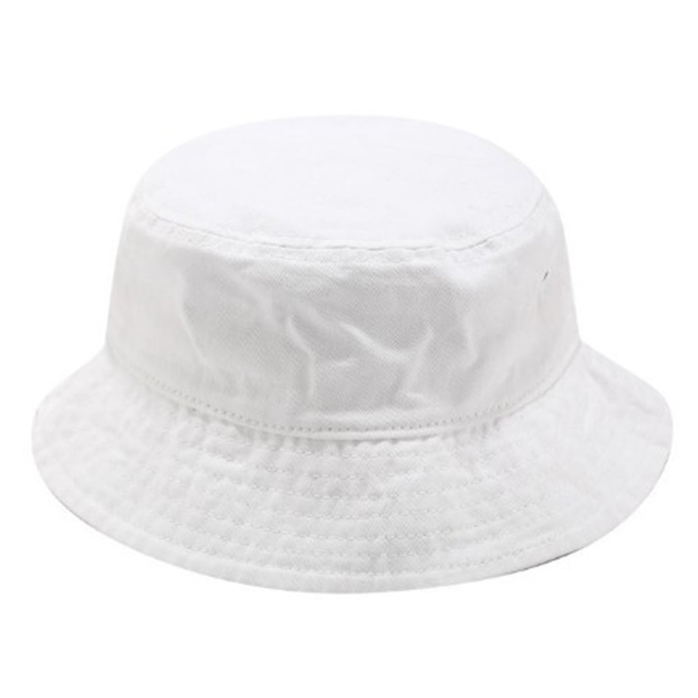 Unisex Washed Cotton Bucket Hat Summer Outdoor Cap Distressed Hat Wide ...
