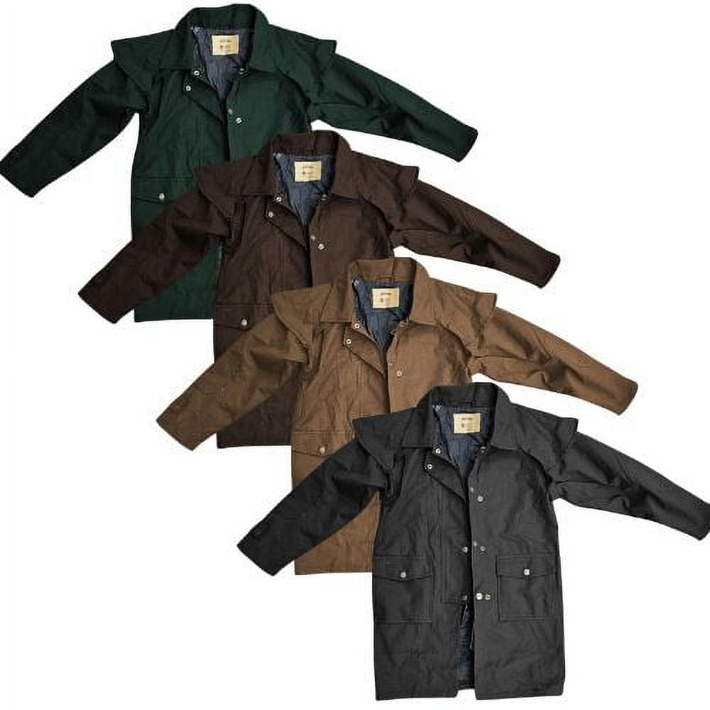 Unisex Western Oilskin Waterproof Duster Coat, Workwear Black/Tan Brown ...