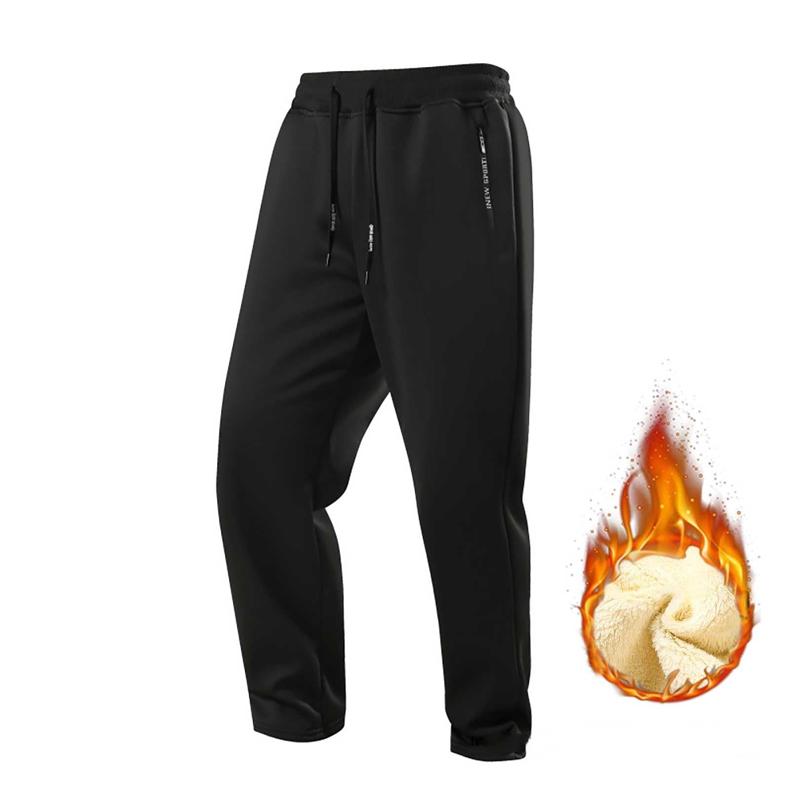 Unisex Winter Thermal Fleece Lined Pants, Heavyweight Warm Sweatpants ...