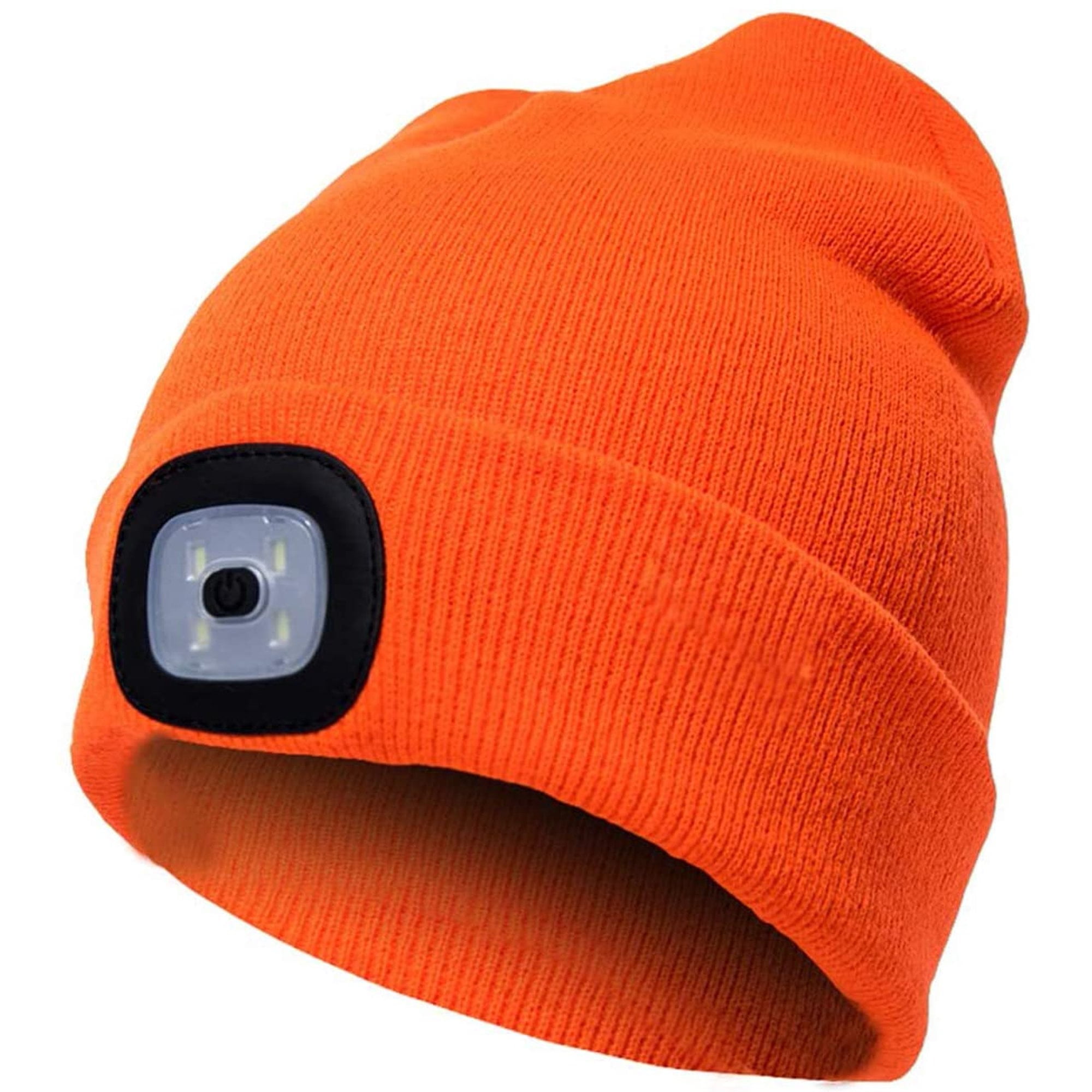 Unisex Winter Warm Knitted Beanie Hat USB Rechargeable 4 LED Headlamp ...