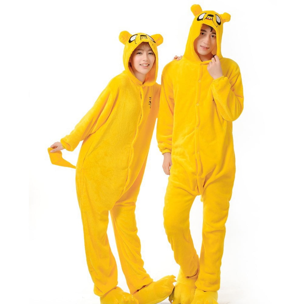 Unisex Winter Warm Yellow One-Piece Cartoon Animal Pajamas Polyester ...