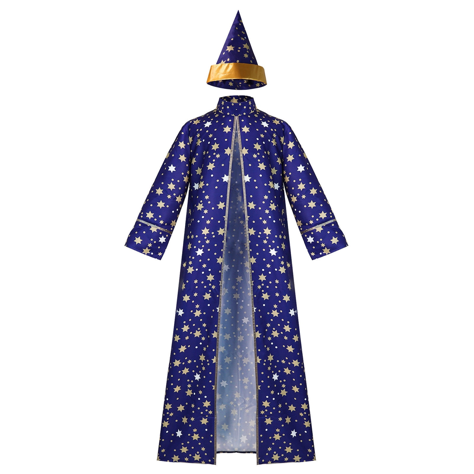 Unisex Wizard Costume Wizard Cloak Stars Magician Cape and Hat Halloween Outfits Stage Costume ...