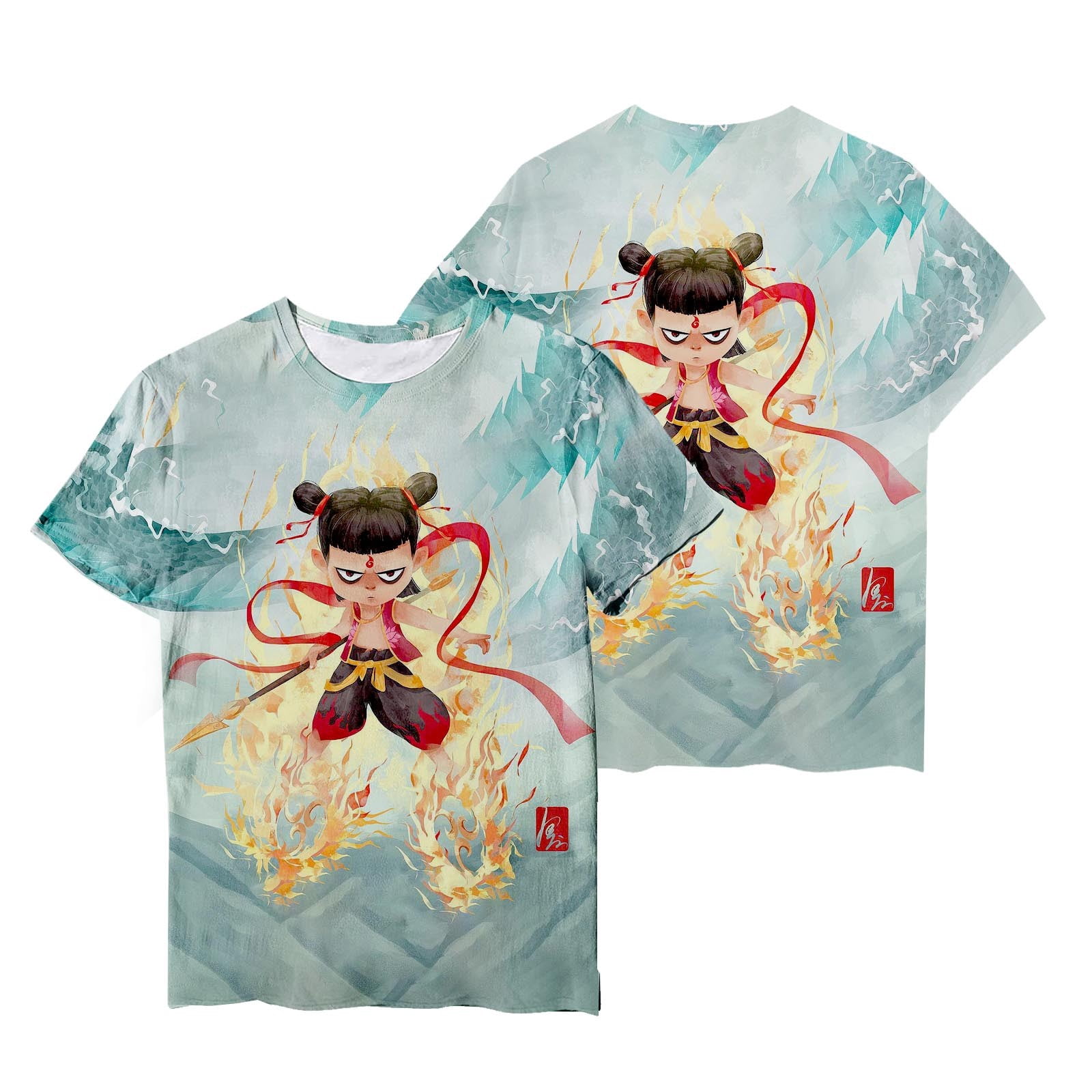 Unisex Women Men Nezha 2 Movie Shirts Short Sleeved Crewneck 3D Anime ...