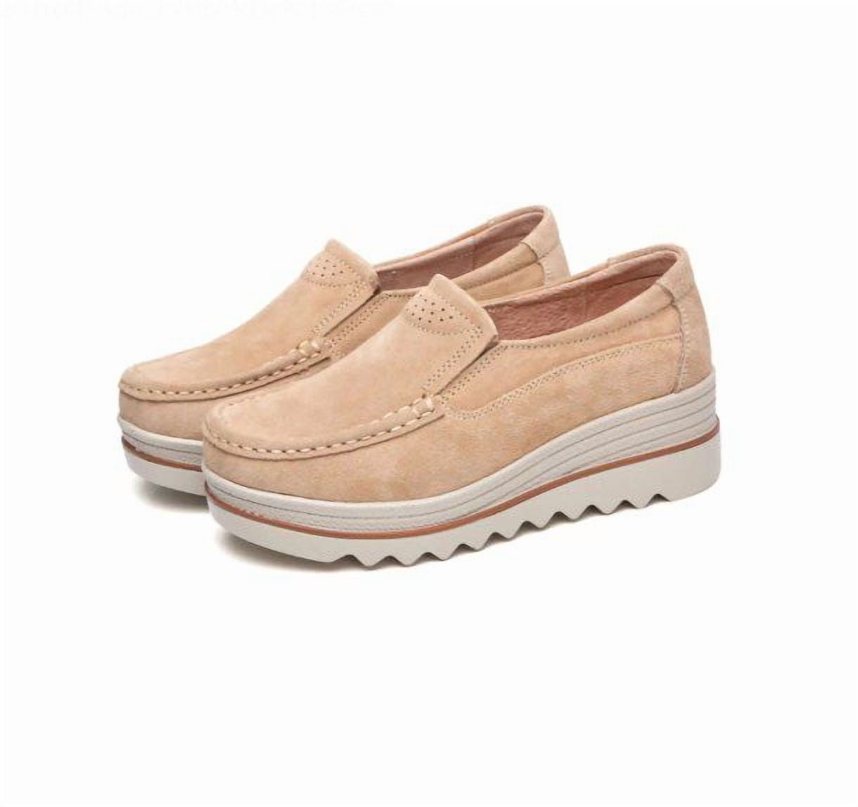 Woobling Women Slip On Platform Suede Penny Loafers High Heel Wedge ...