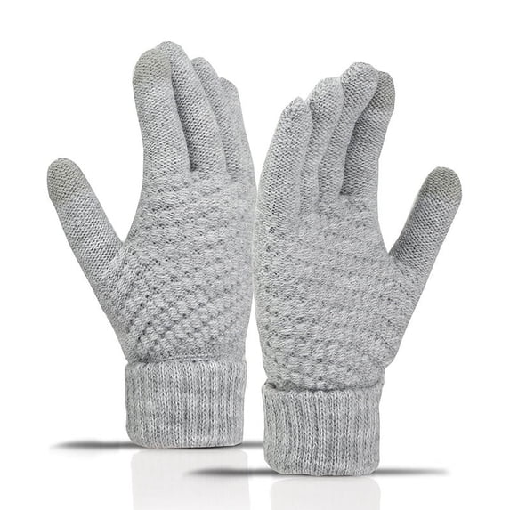 Unisex's Winter Warm Touch Screen Gloves Womens Thermal Cable Knit Wool ...