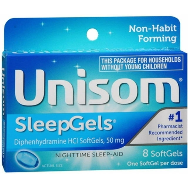Unisom Liquid-Filled SleepGels Maximum Strength Night Time Aid, 8ct, 3 ...