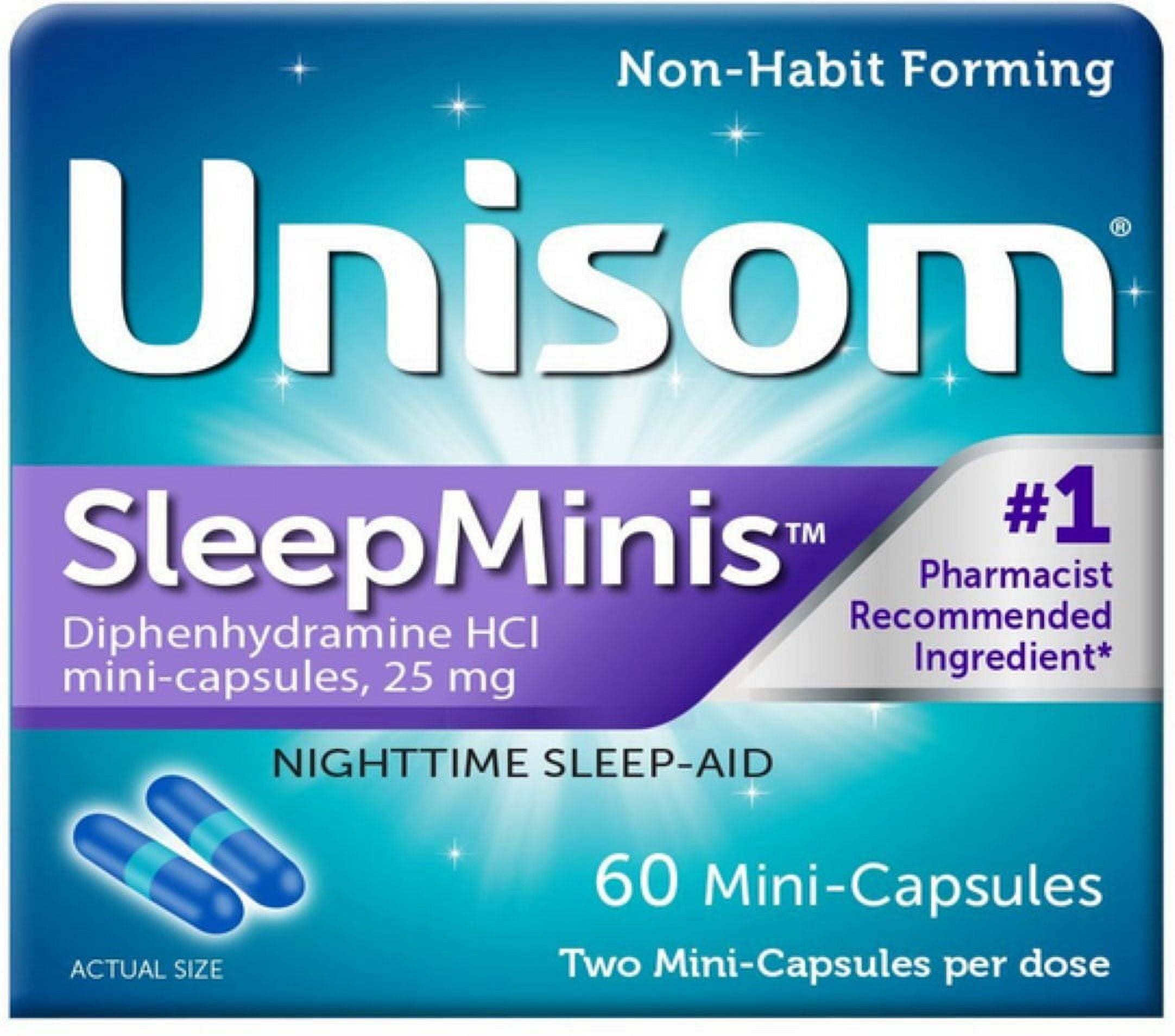 Unisom Sleep Mini's Capsules, 60 ct (Pack of 2) - Walmart.com