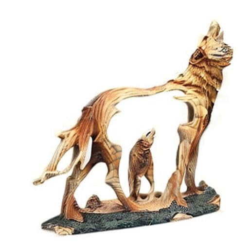 Unison Gifts Wolf Howling in The Wild Woodlike Bust Scene Carving ...