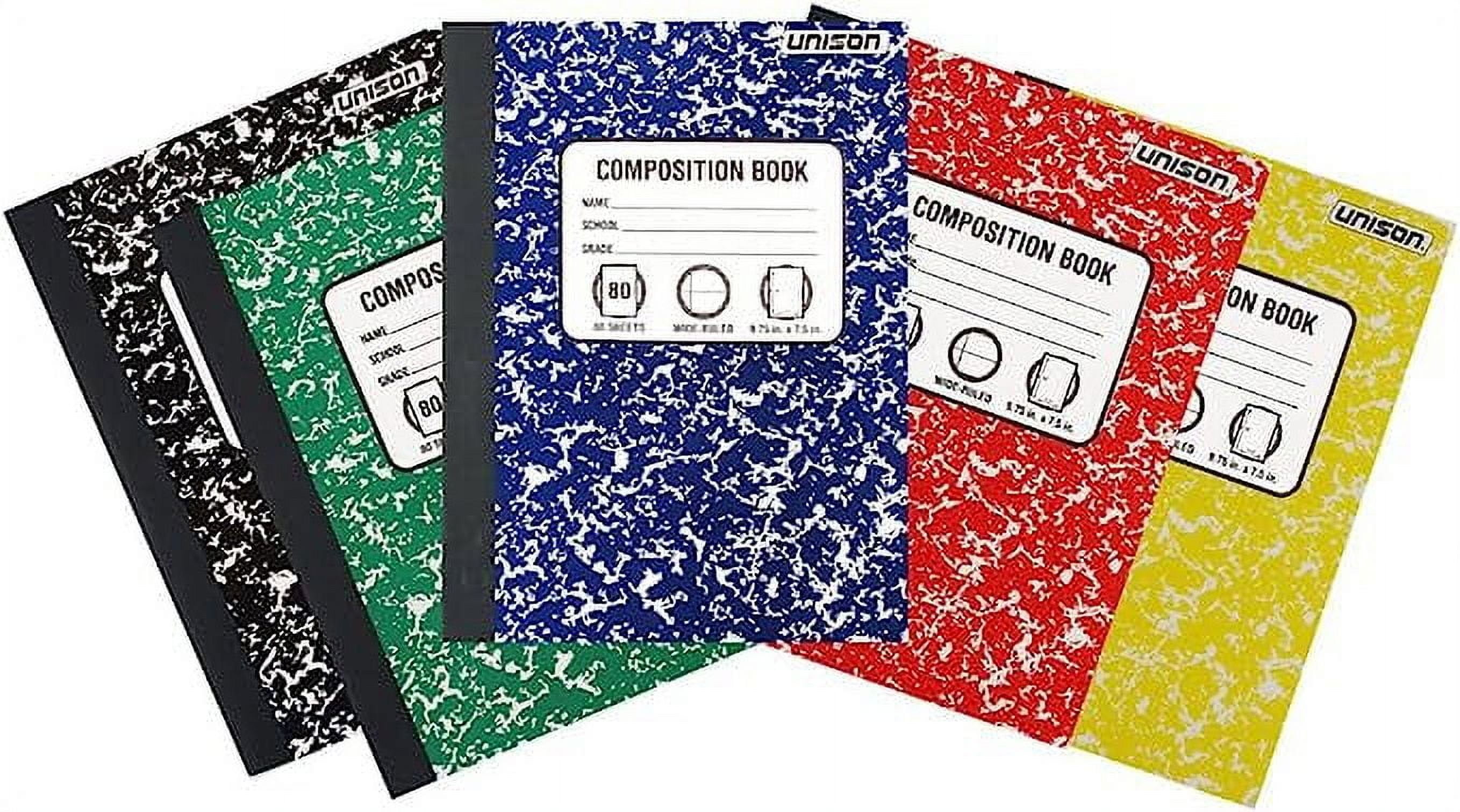 Unison Wide Ruled Composition Notebooks, 80 Pages Each, 5 Colors, 5 ...