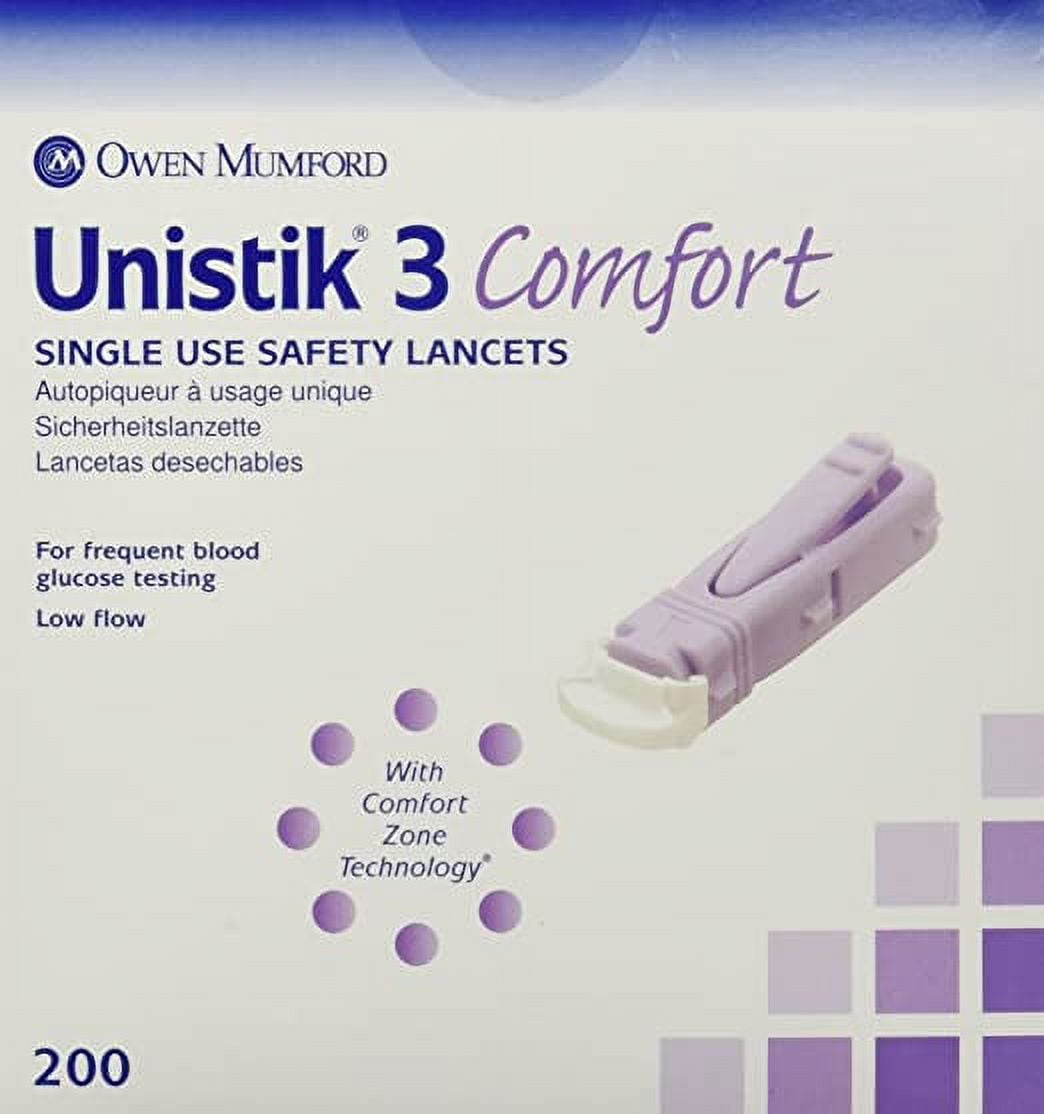 Unistik 3 Comfort Safety Lancets 28G (Box of 200) HSA/FSA Eligible ...