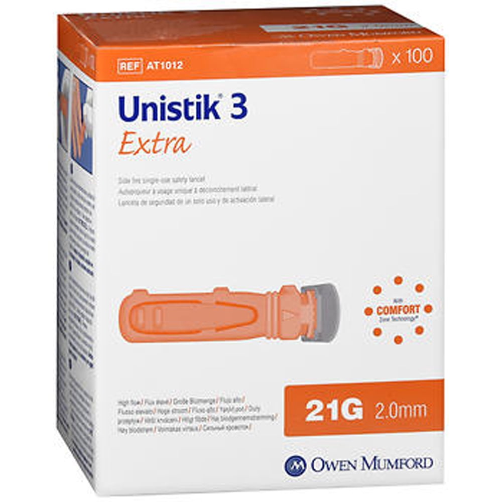 Unistik 3 Extra Safety Lancets 21G (Box of 100) HSA/FSA Eligible ...