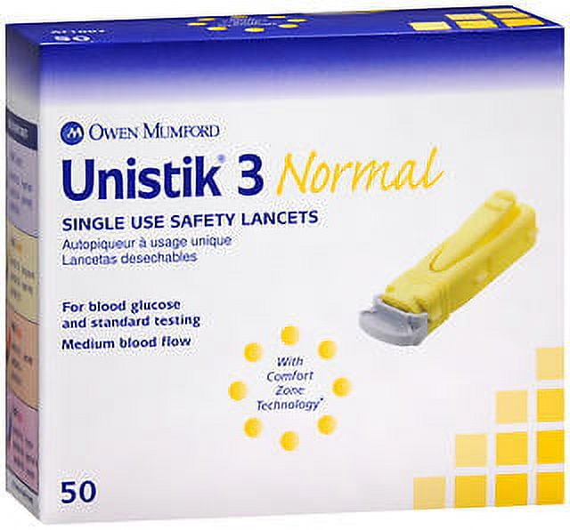 Unistik 3 Normal, Safety Lancets - 50 single-use safety lancets (Pack ...