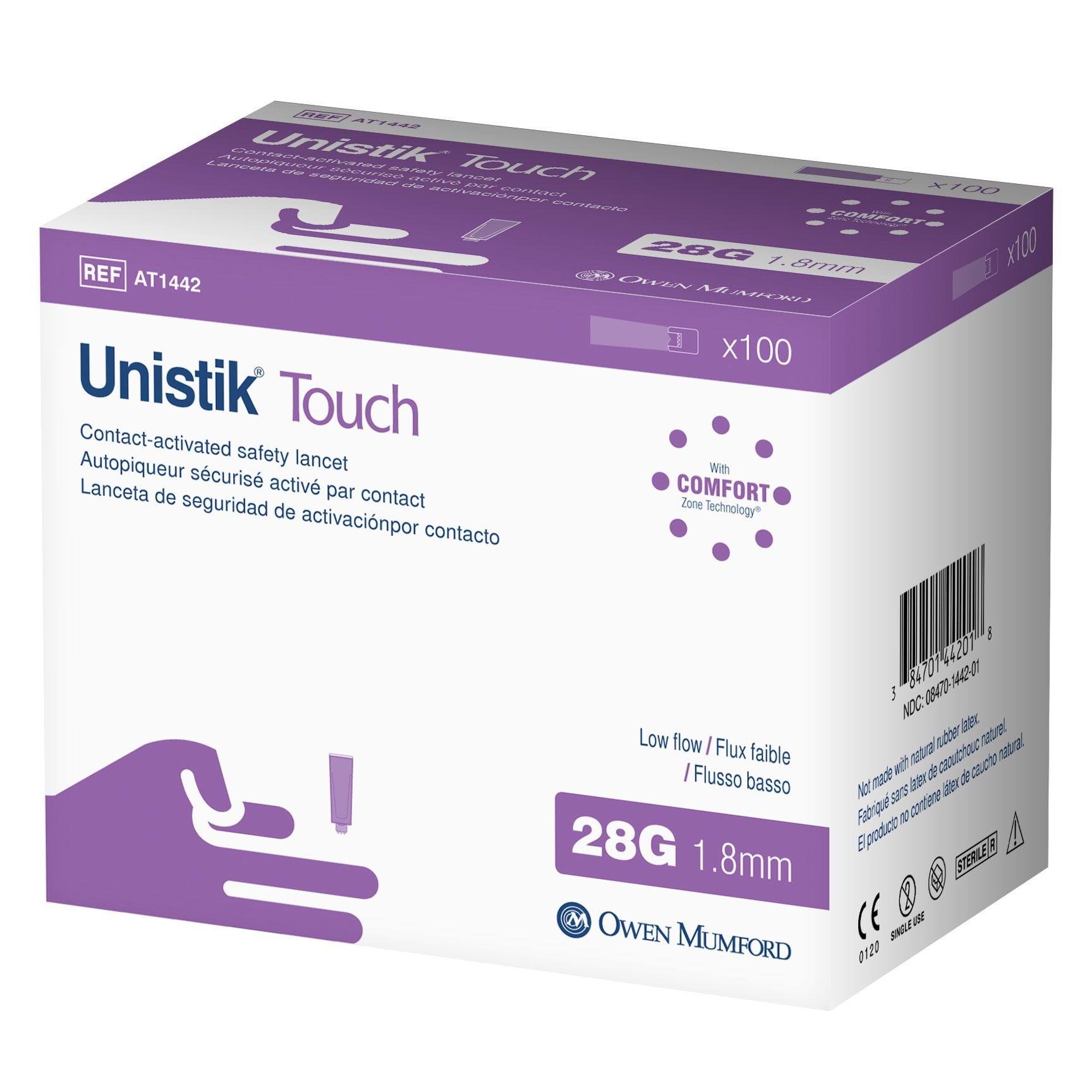 Unistik Touch Low Flow Safety Lancets, 28G X 1.8mm, 100 Count HSA/FSA Eligible - Walmart.com