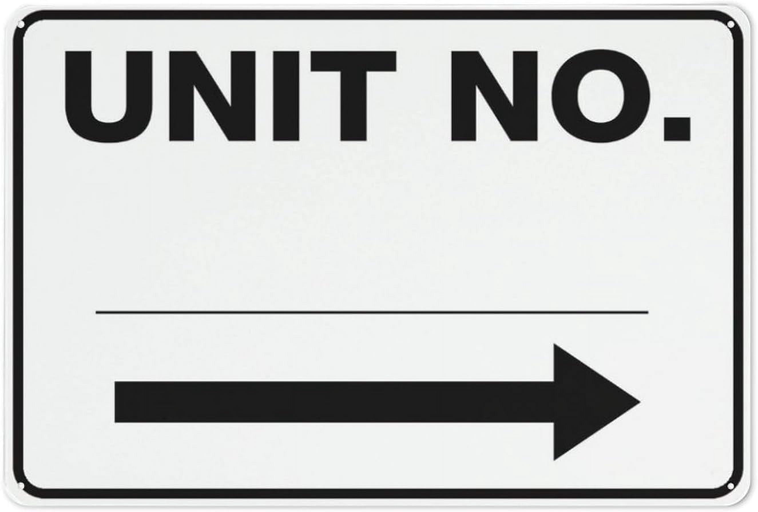 Unit Number Right Arrow Sign 8X12 Inch Rust Free Aluminum Easy To Read ...