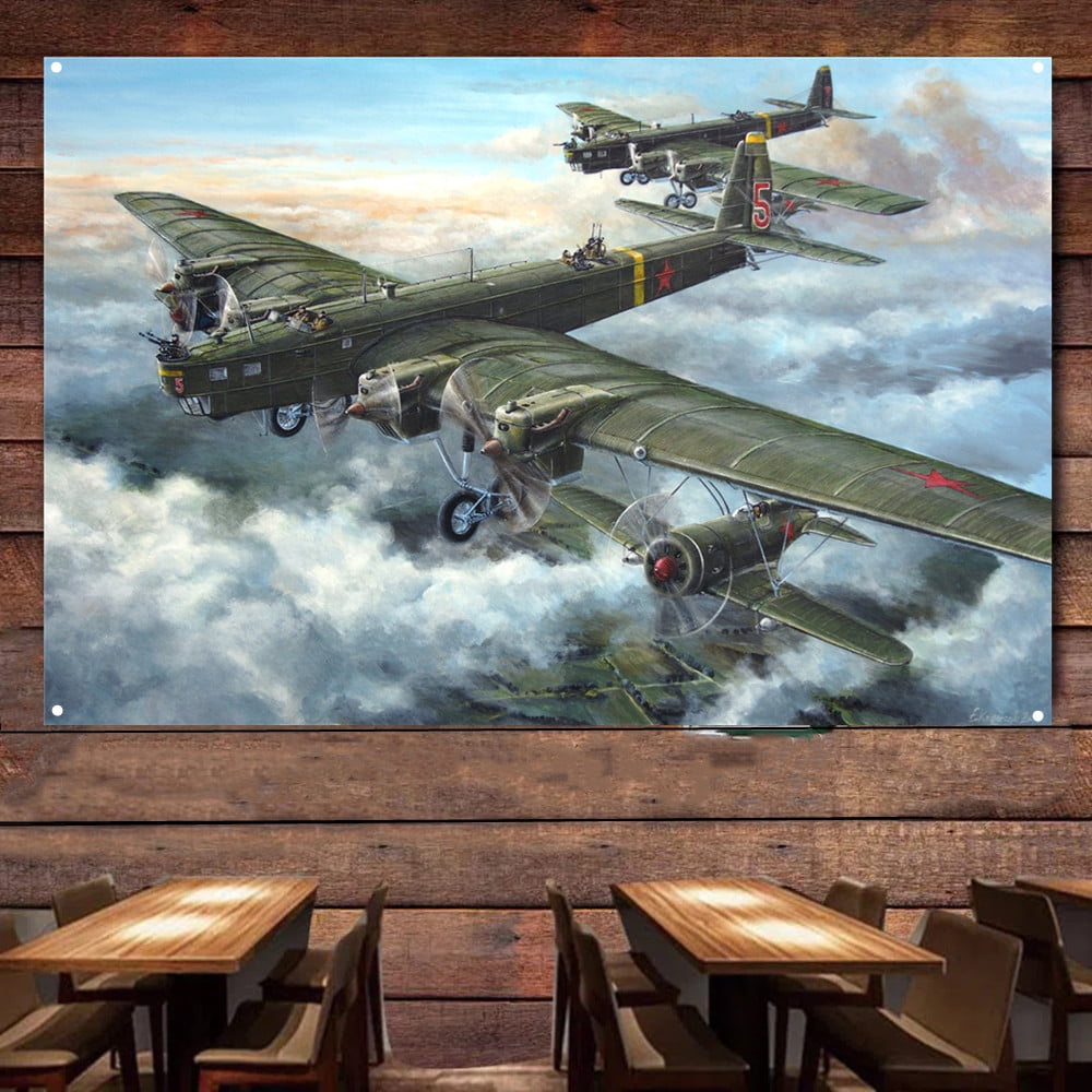 Unit TB-3 Bombers Fighter Banner - Military Wall Art Poster For Room ...