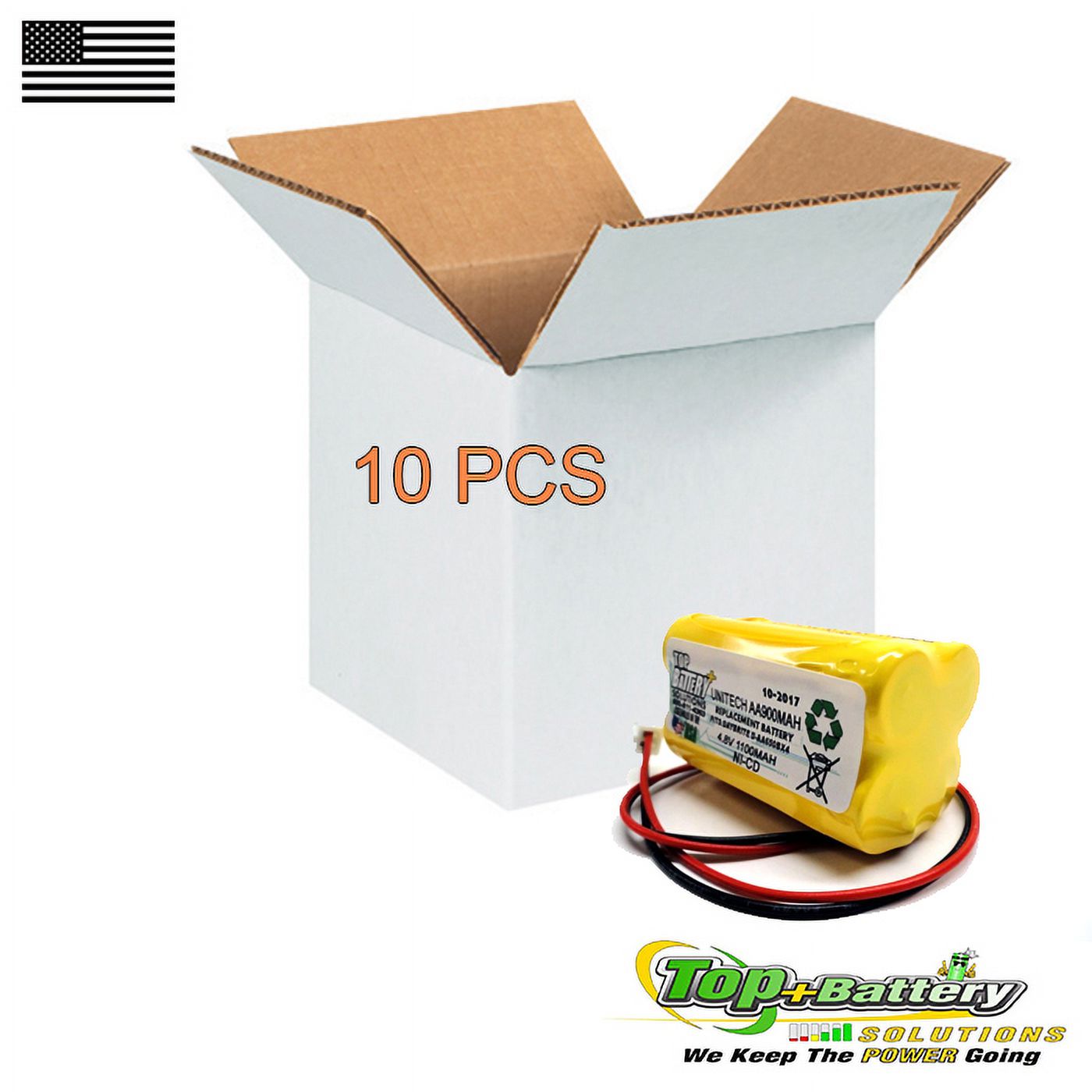 Unitech Ni-CD AA900mAh 4.8V Replacement Battery Extended Power Qty.10 ...