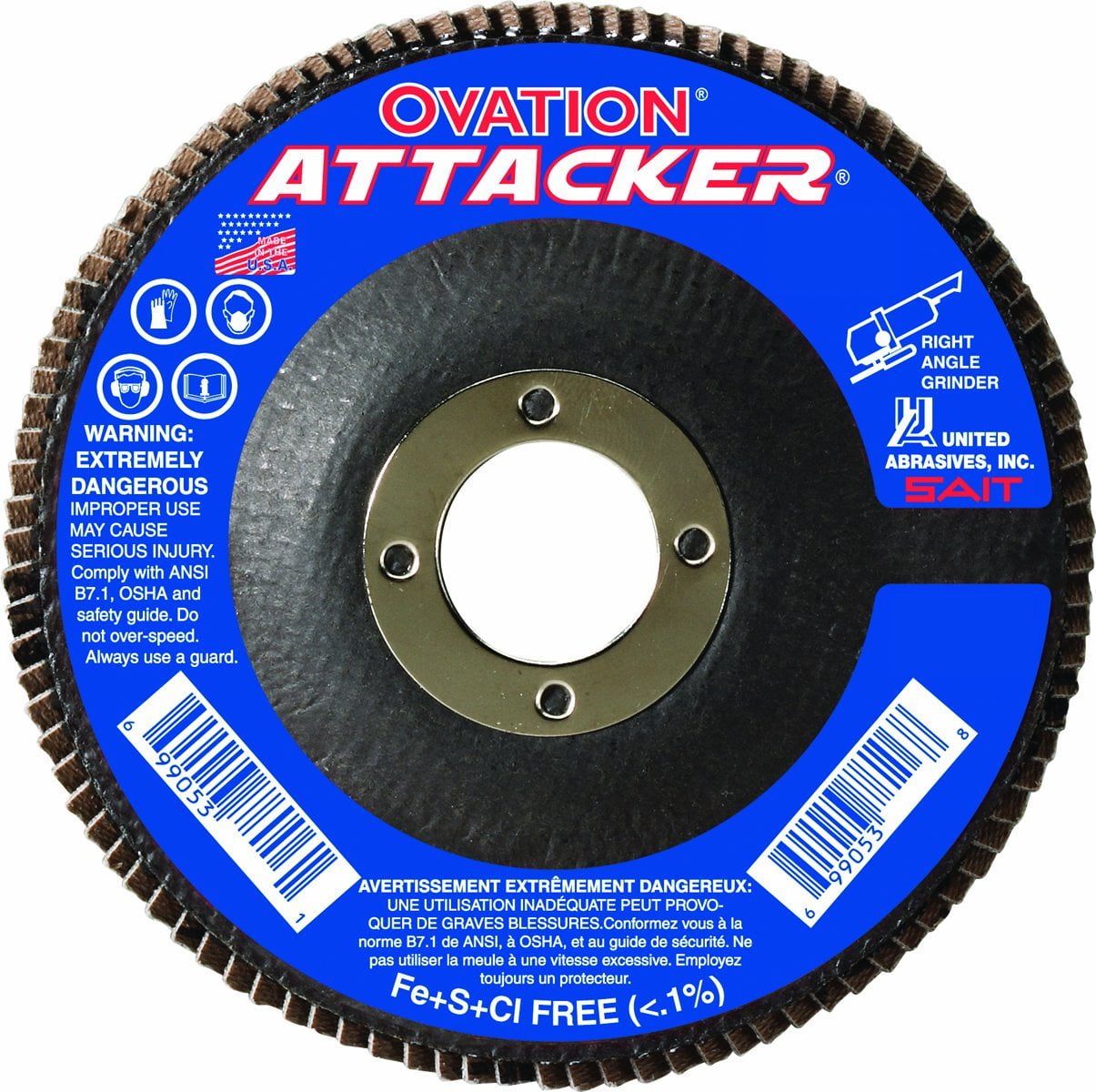 United Abrasives- SAIT 76348 Ovation Attacker Flap Disc, 6 x 5/8-11 Z ...