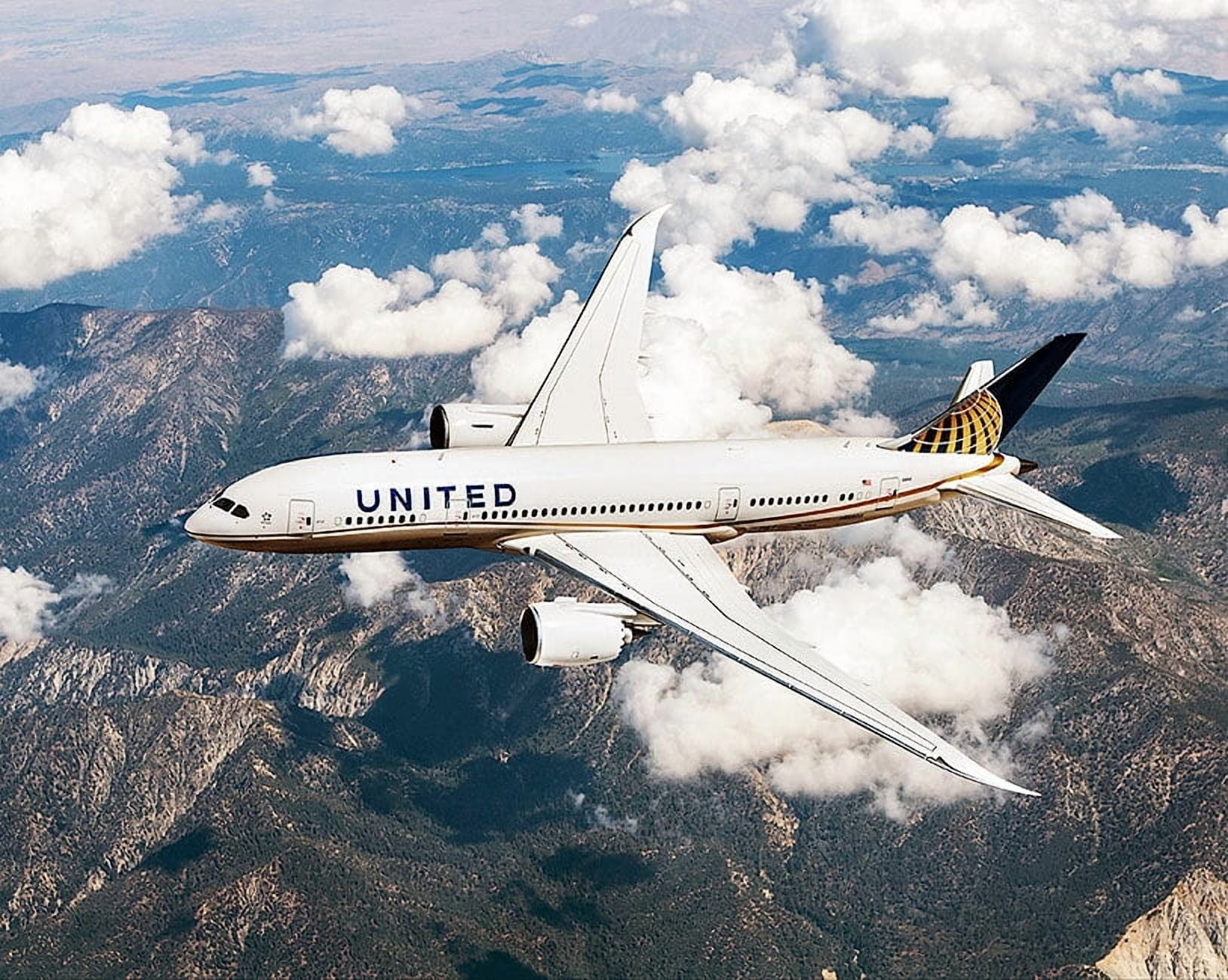 United Airlines Boeing 787 Dreamliner in Flight - 12x18 Inch Laminated ...