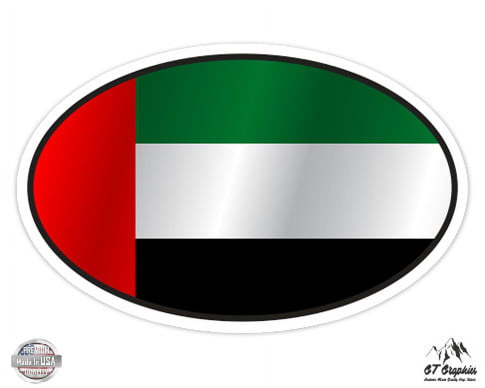 United Arab Emirates Flag Oval - 12" Vinyl Sticker Waterproof Decal ...