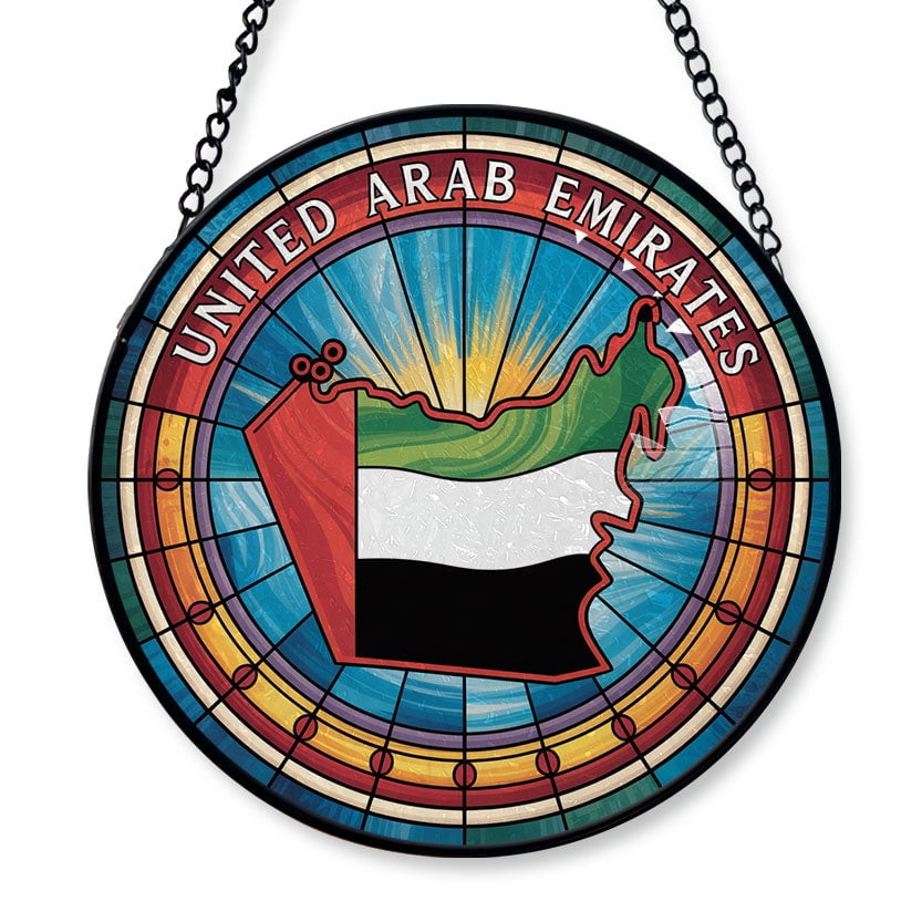 United Arab Emirates Travel Decor Suncatcher Stained Glass Window ...