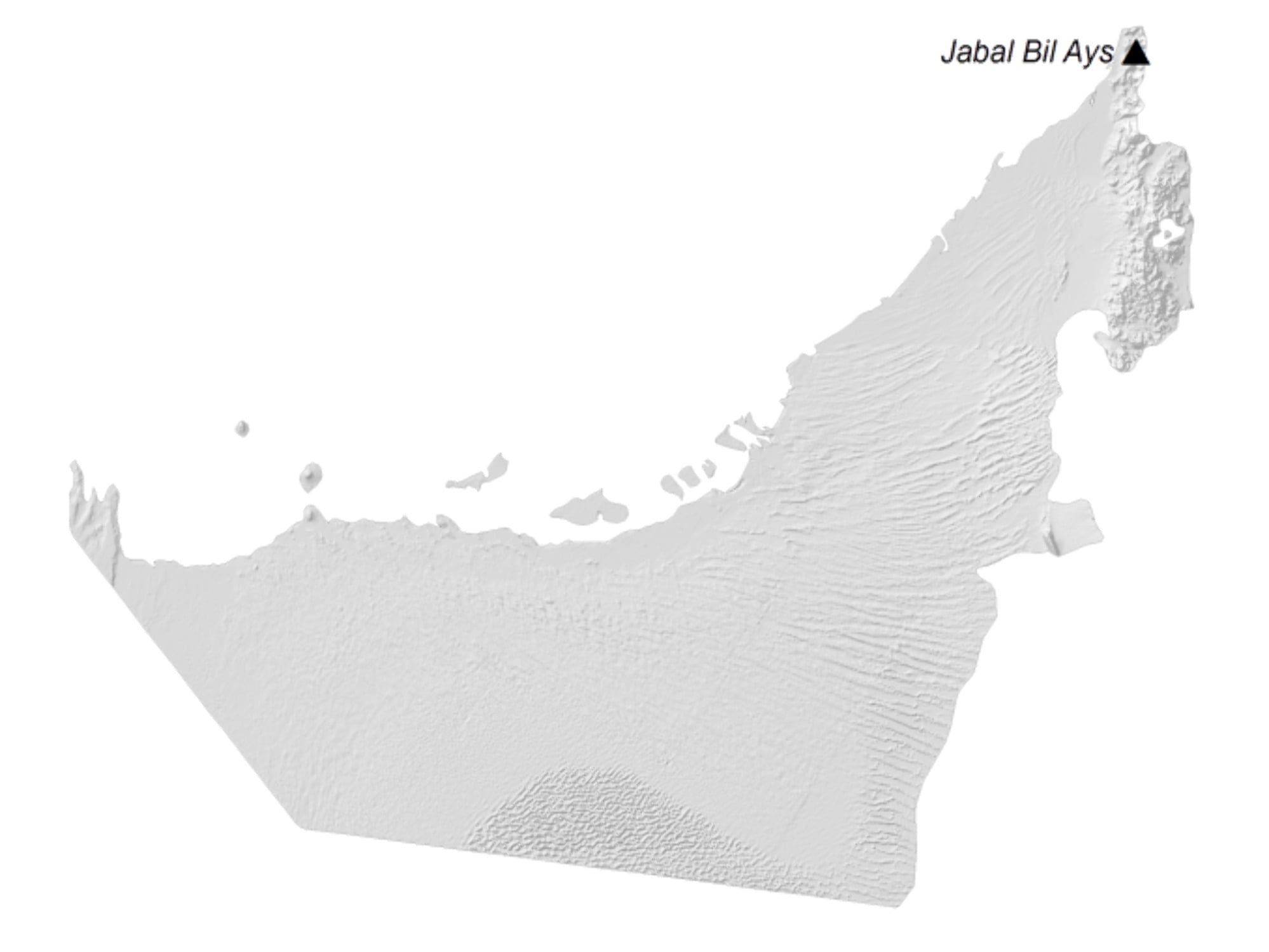 United Arab Emirates UAE Elevation Map POSTER PICTURE PHOTO PRINT ...