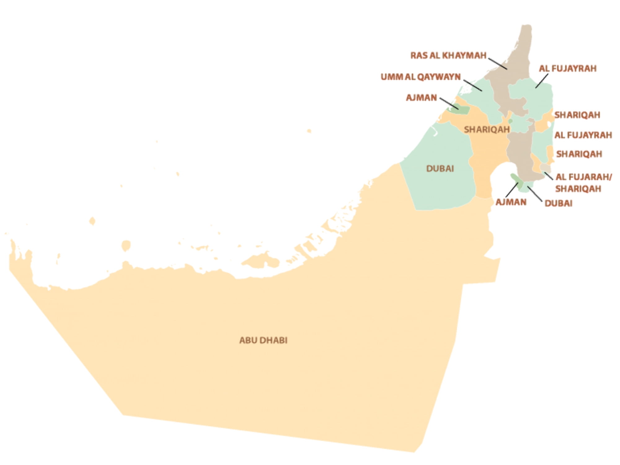 United Arab Emirates UAE Provinces Map POSTER PICTURE PHOTO PRINT ...