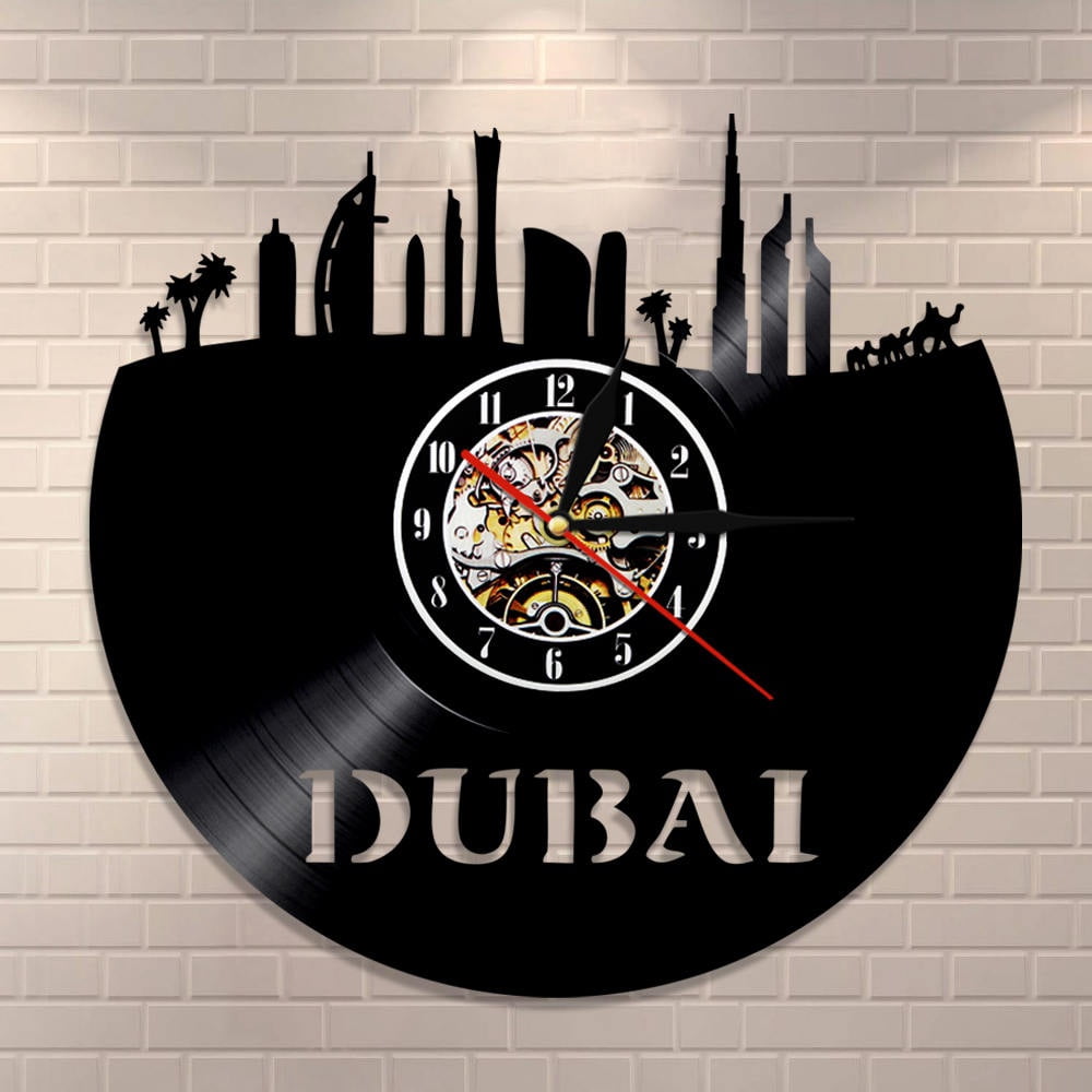 United Arab Emirates Wall Clock Dubai Skyline Vinyl Record Clock UAE ...