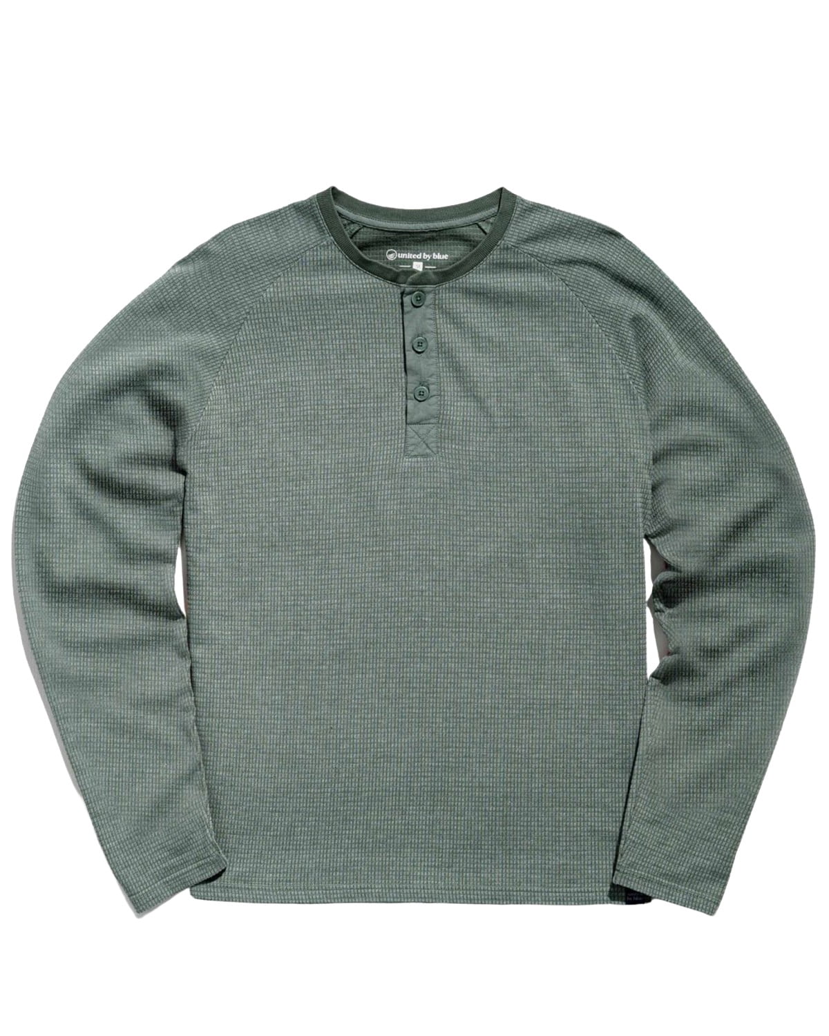 United By Blue Men's Moss Green Eco Knit Thermal Henley Long Sleeve ...