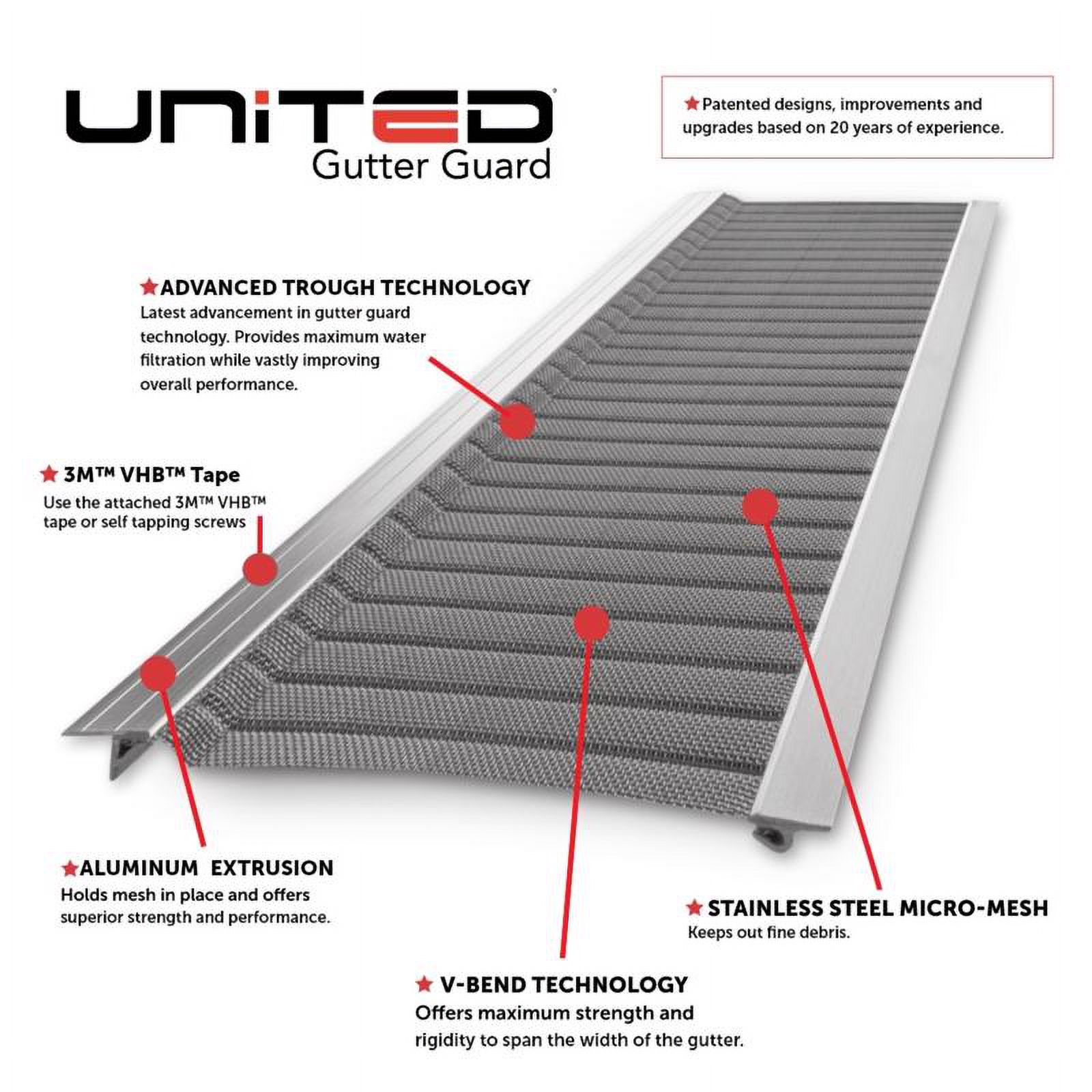 United Gutter Guard 2 in. H X 6 in. W X 30 ft. L Silver Aluminum Gutter ...