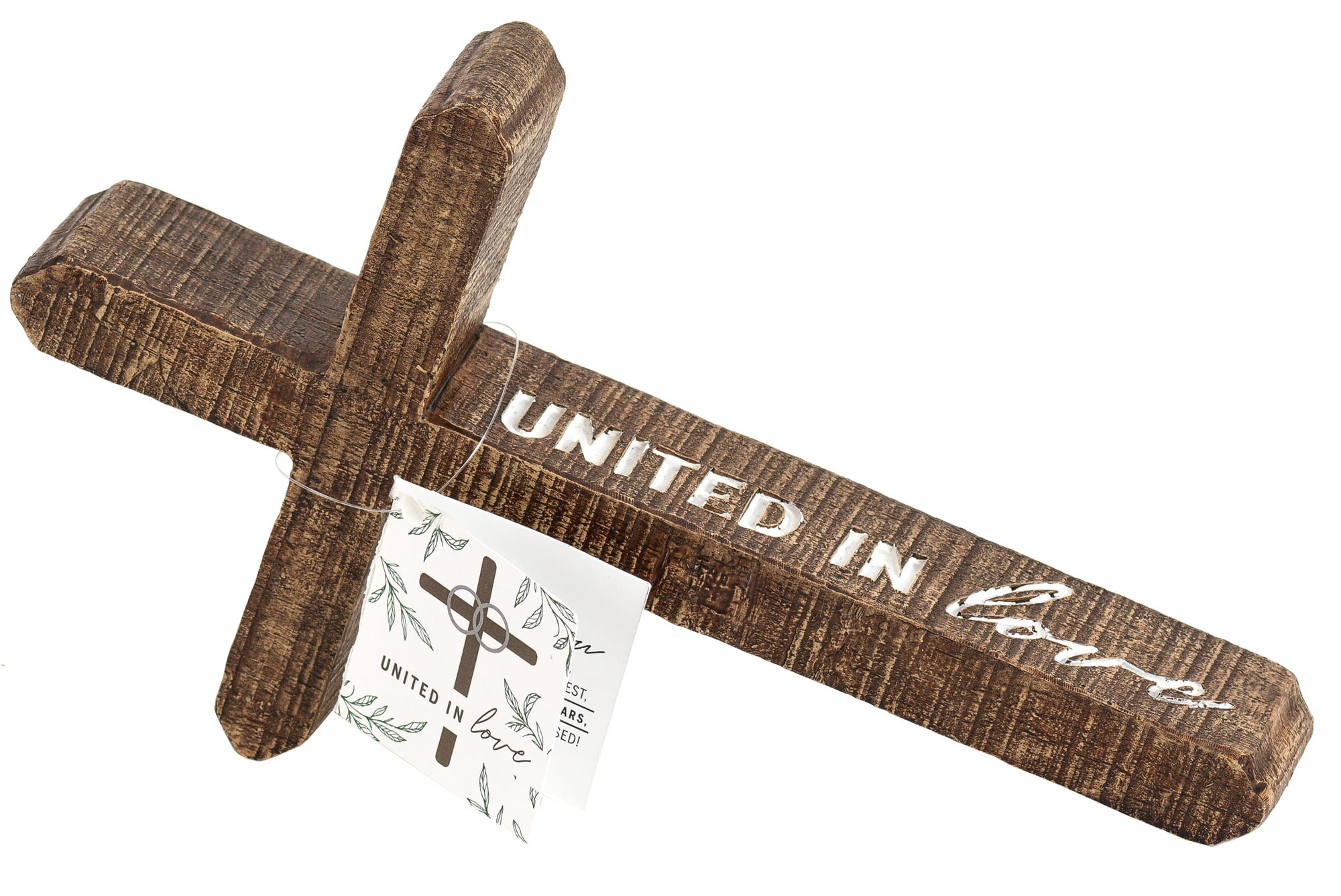 United In Love 25th Brown Leaning Cross 10 x 5.5 Resin Decorative ...