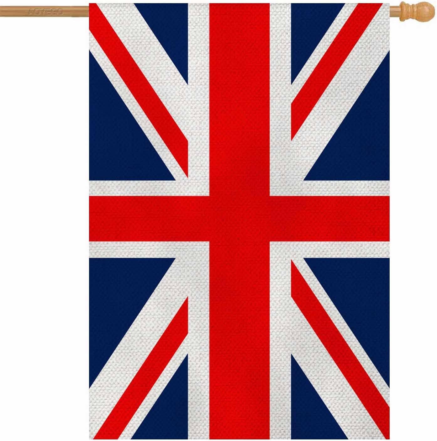 United Kingdom Flag House Flags 28 x 40 Double Sided Burlap Britain ...