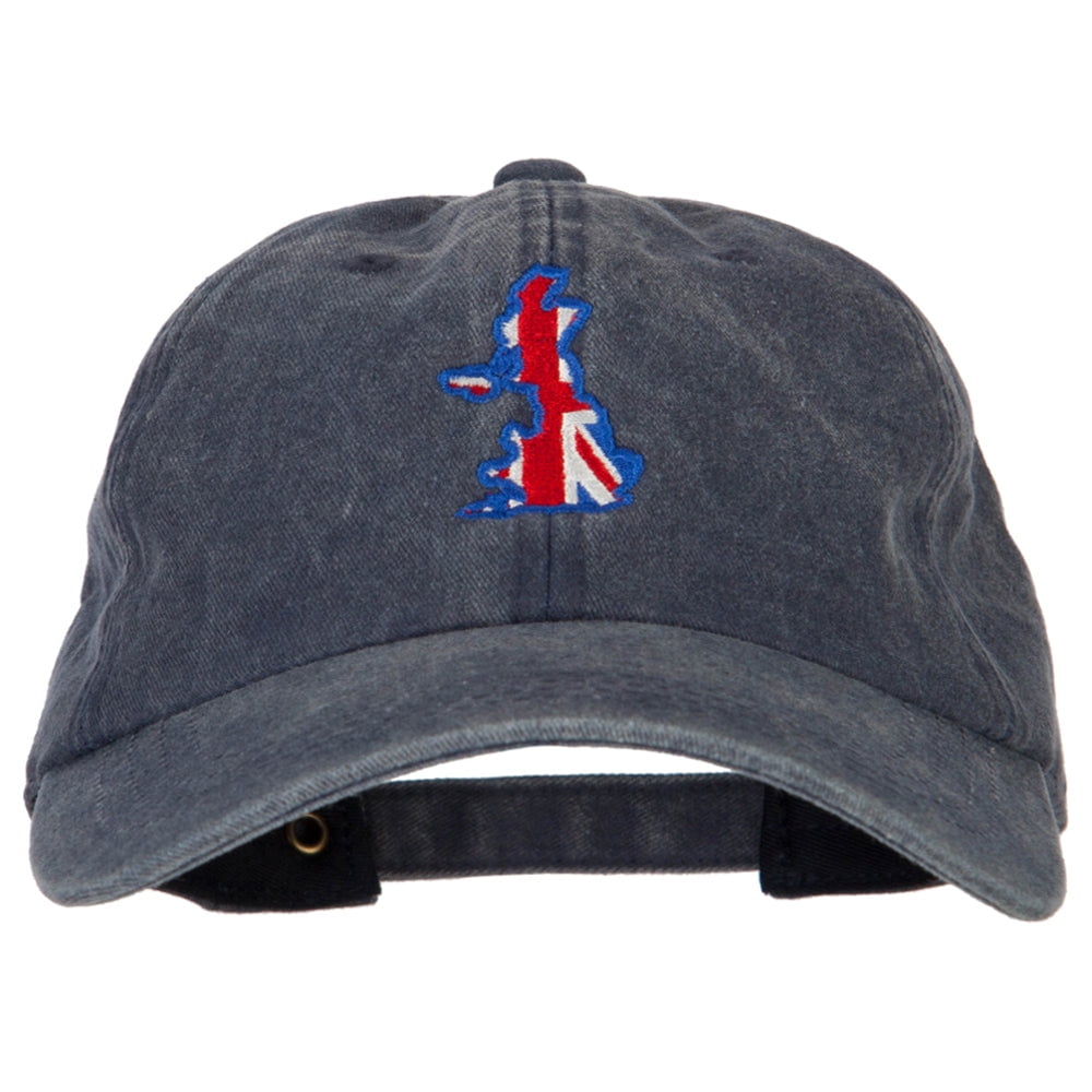 United Kingdom Flag Map Embroidered Washed Cotton Twill Cap - Navy OSFM ...