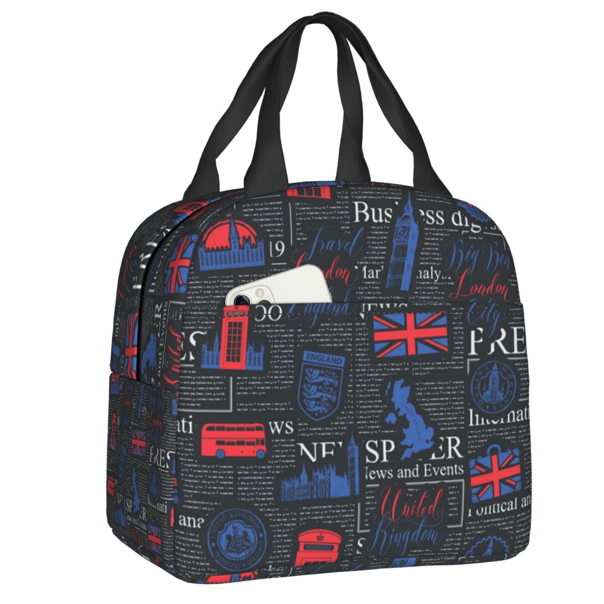 United Kingdom London Pattern Thermal Insulated Lunch Bag Women UK ...