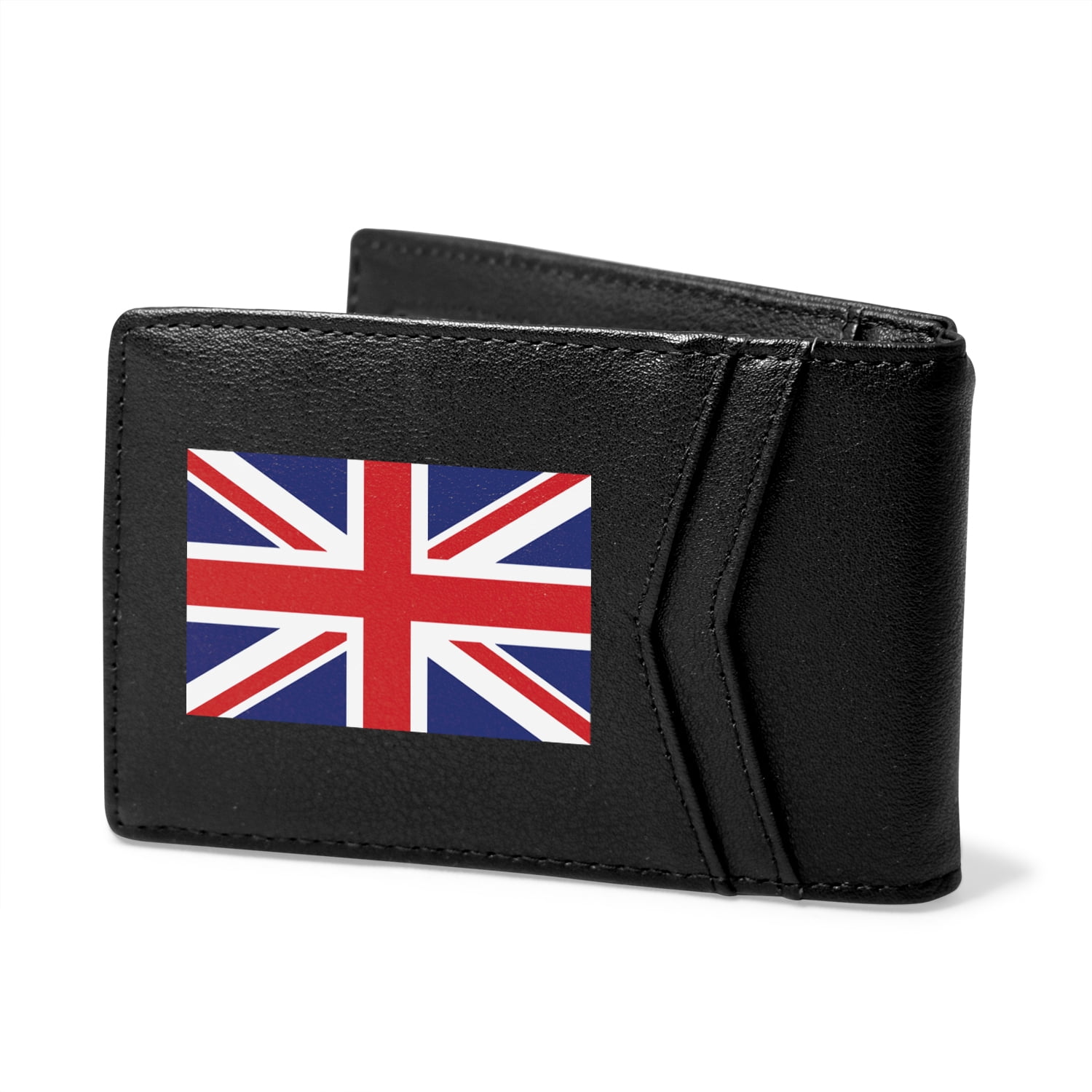 United Kingdom UK Flag Black PU Leather Slim RFID Resistant Bi-fold Men ...