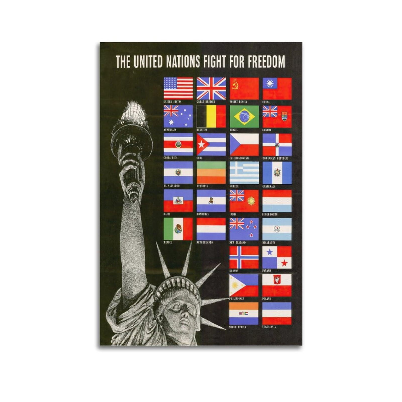 United Nations Fight for Freedom Poster Vintage Poster World War II ...
