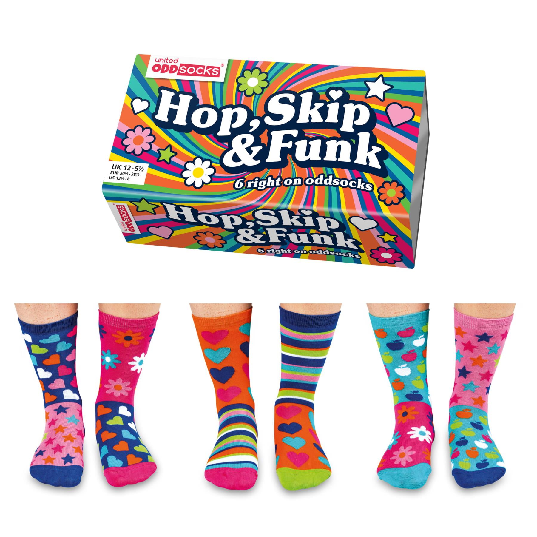 United Oddsocks Hop Skip & Funky Kids Funny Socks US 13.5-8, Set Of 6 ...