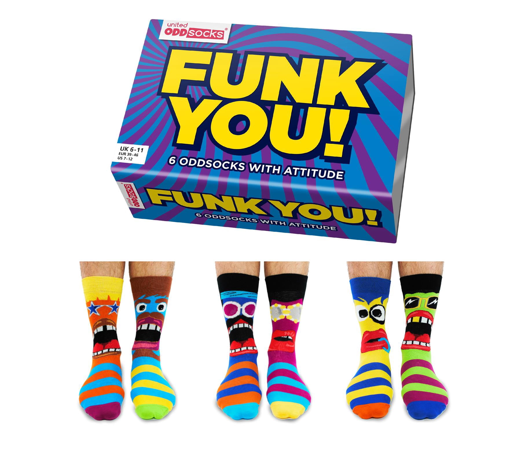 United Oddsocks Men's Socks, 6 Socks Pack - Stockings, Motto Funk You ...