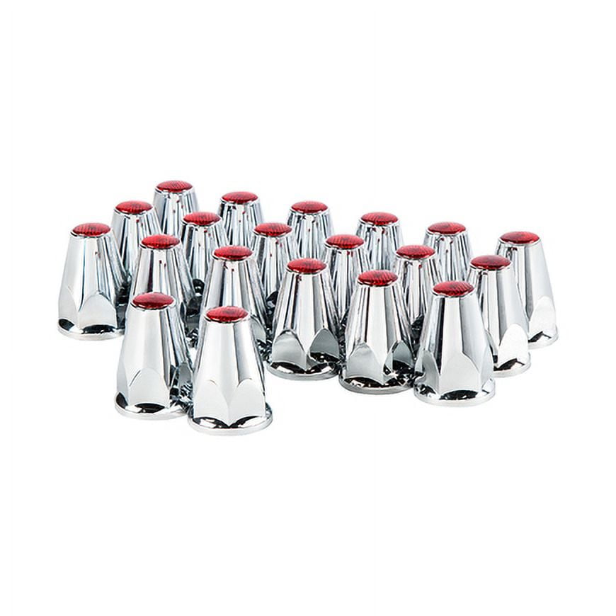 United Pacific 10071 Wheel Lug Nut Cover Set 33mm X 2 3/4", Red ...