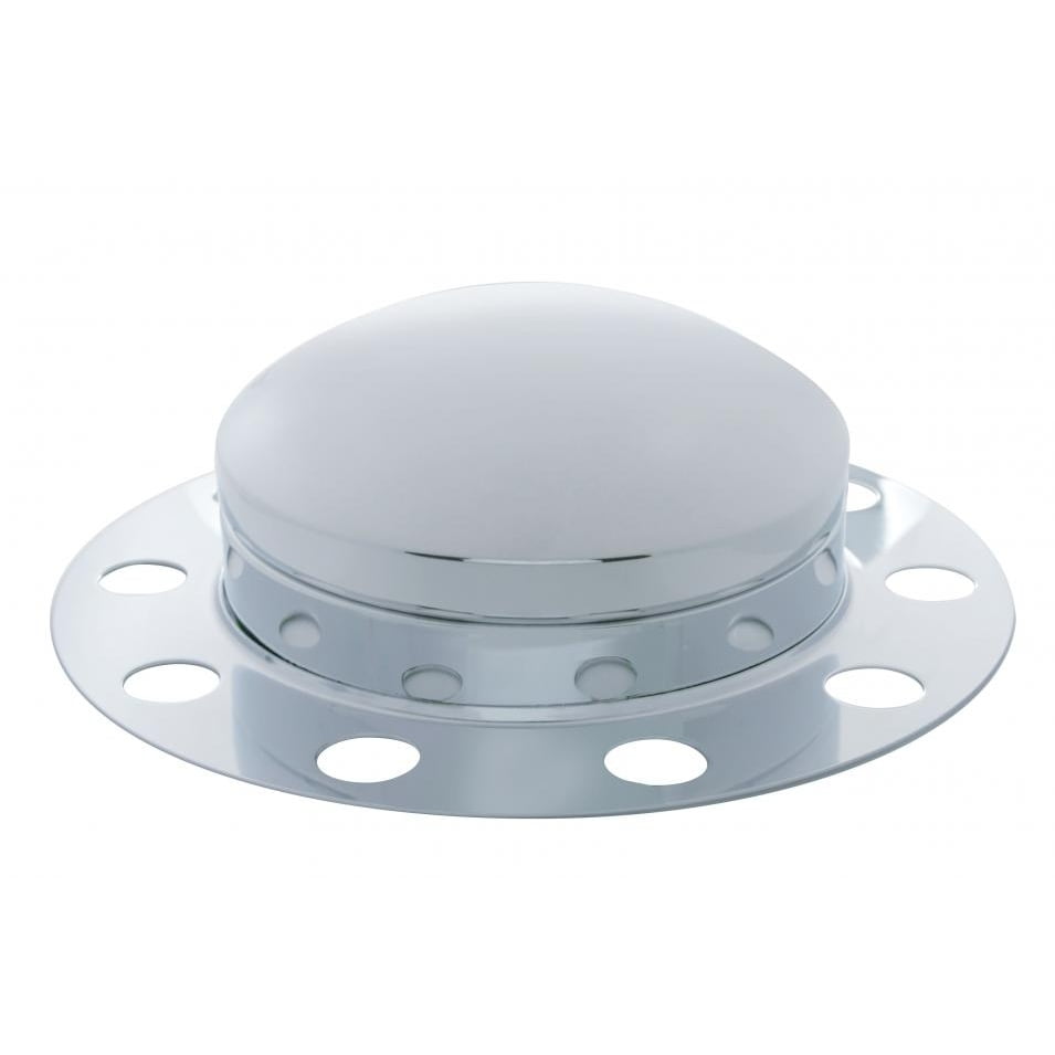 United Pacific 10123 Axle Hub Cover 3 Piece Kit, Chrome, Dome, 10 Holes ...
