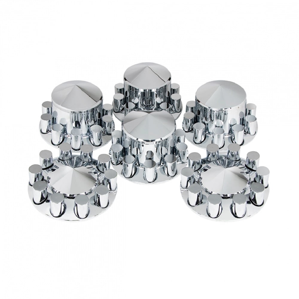 United Pacific 10318 Axle Hub Cover Kit Chrome, Pointed, With 33mm ...