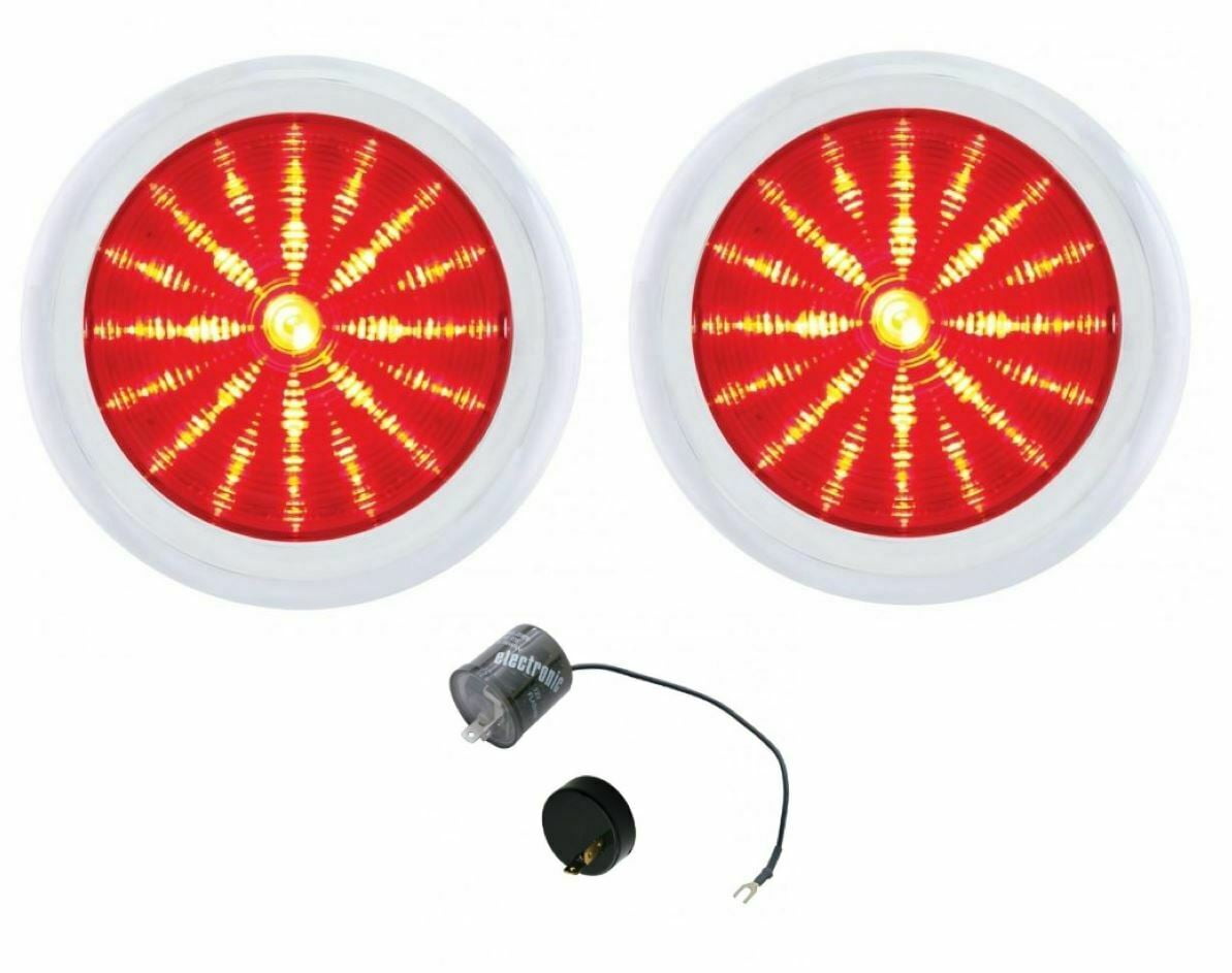 United Pacific 41 LED Tail Light Set With Chrome Bezels 1950 Pontiac ...