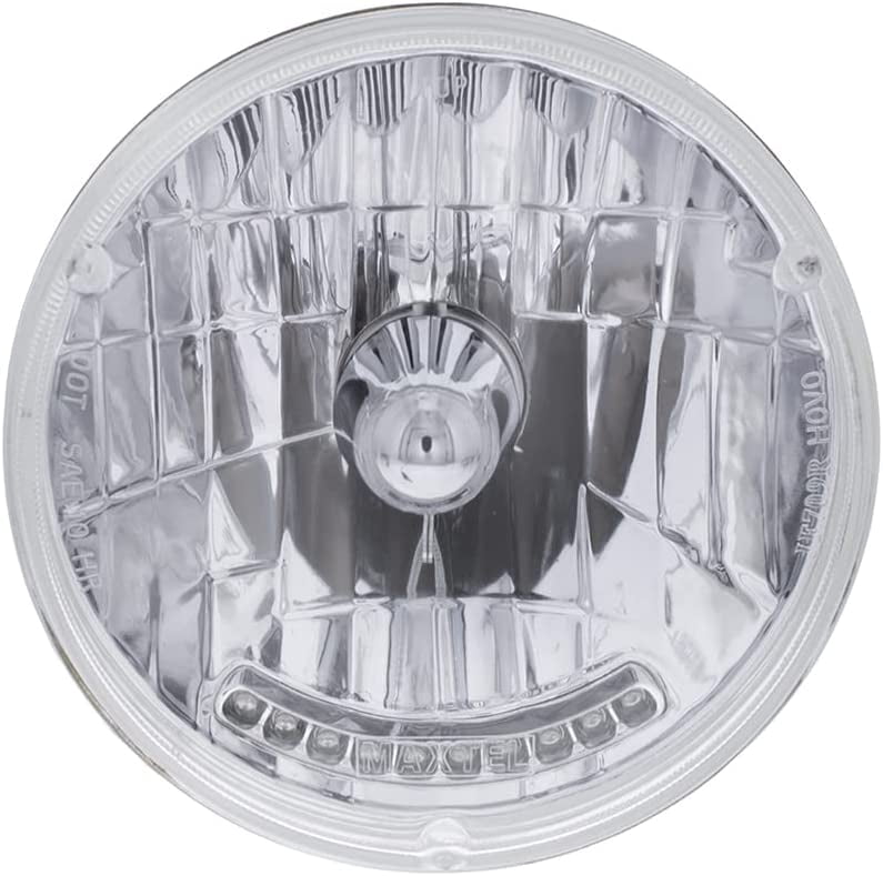 United Pacific 7-inch Halogen Crystal Headlight w/10 Amber LED Position ...