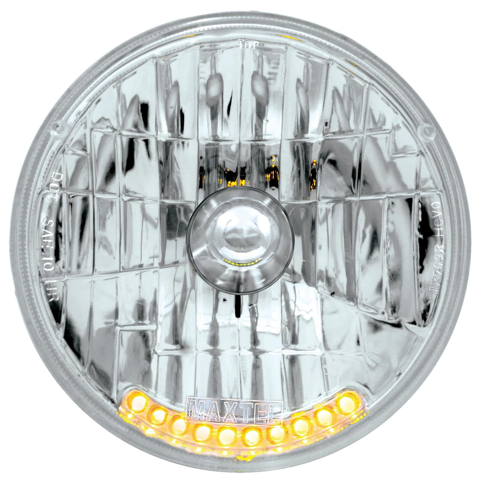 United Pacific 7-inch Halogen Crystal Headlight w/10 Amber LED Position ...