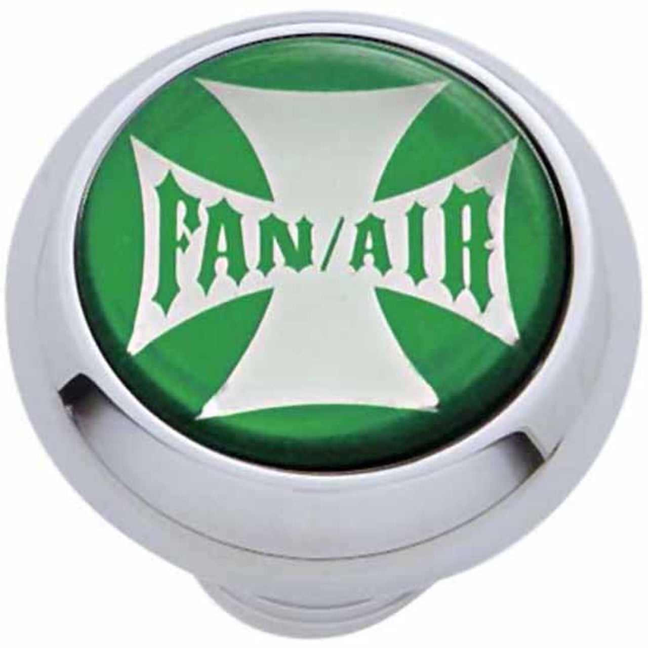 United Pacific Chrome Dash Knob With Green Fan/Air Maltese Cross ...