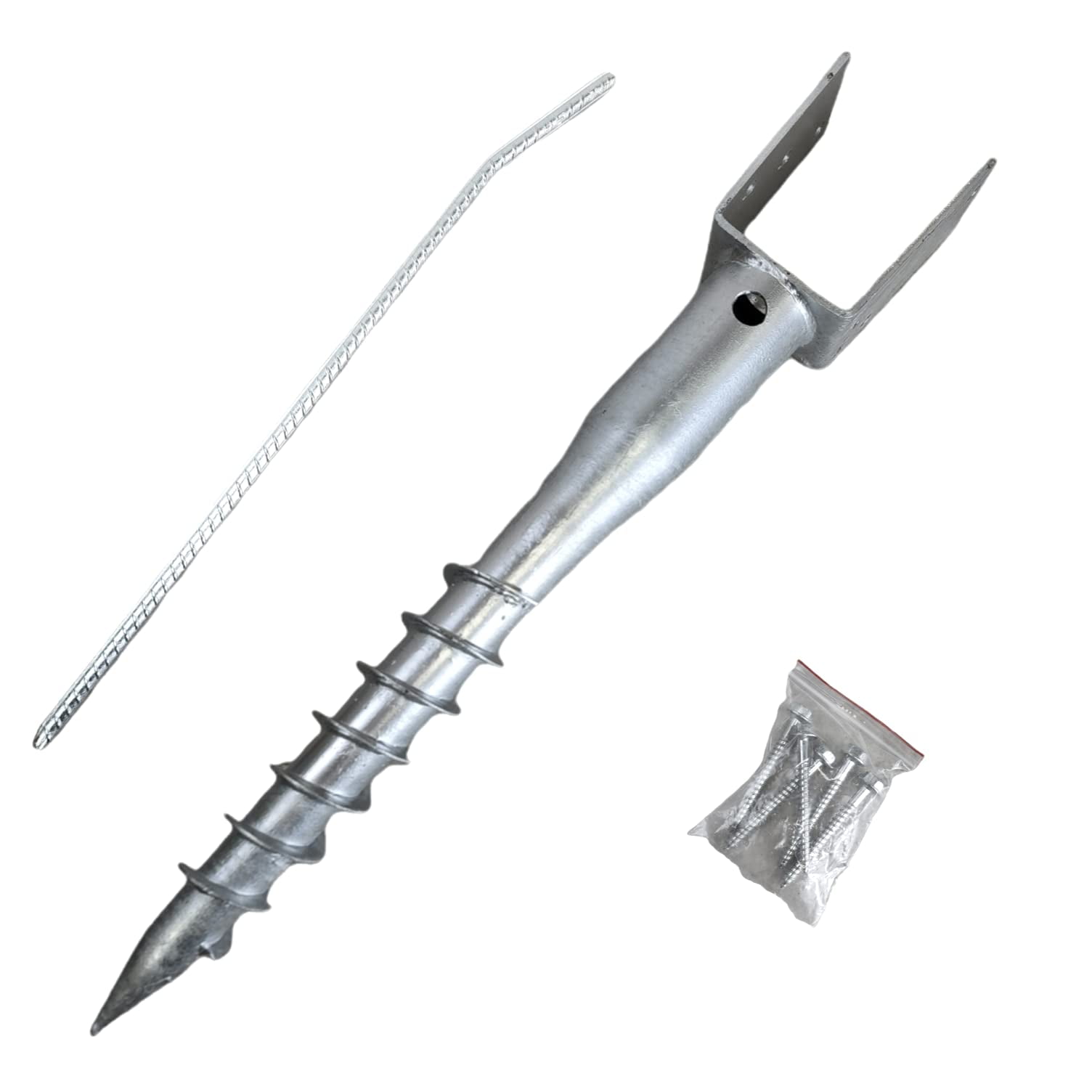 United Premium Galvanized No Dig Ground Anchor - U-Model Screw in Post ...