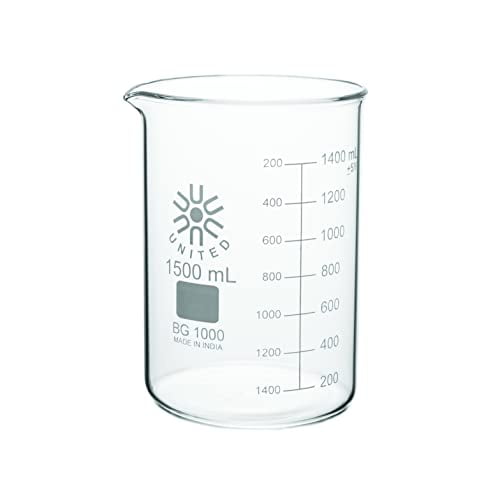 United Scientific™ BG1000-1500 Borosilicate Laboratory Grade Glass Beakers| Griffin Style Low ...