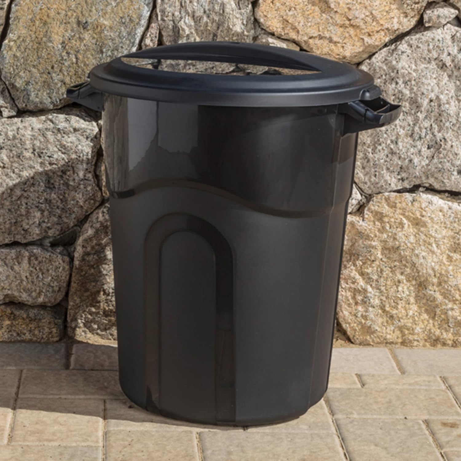United Solution 20 Gallon Round Waste Container Black Easy to Carry ...