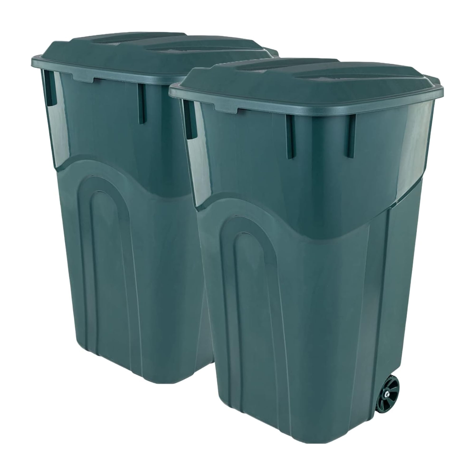 United Solutions ECOSolution 32-Gallon Outdoor Trash Cans, Durable Plastic, Green, 2 Pack ...
