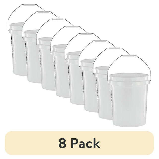 (8 pack) United Solutions 5 Gallon Round Utility Bucket, Comfort Handle ...