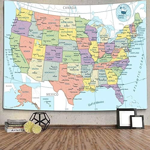United State Map Tapestry, US Maps Tapestries for Kids Student ...